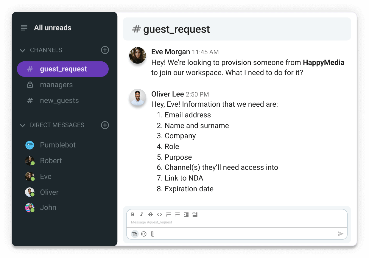 Guest access introduction - Pumble