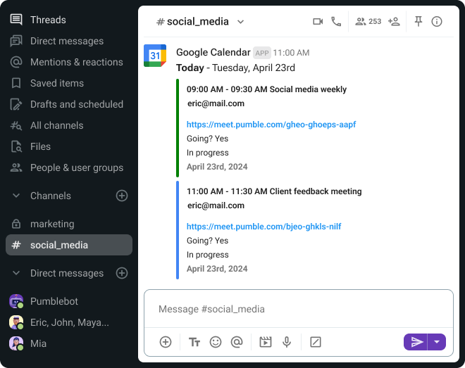Google Calendar Integration - Connect Your Apps with Pumble
