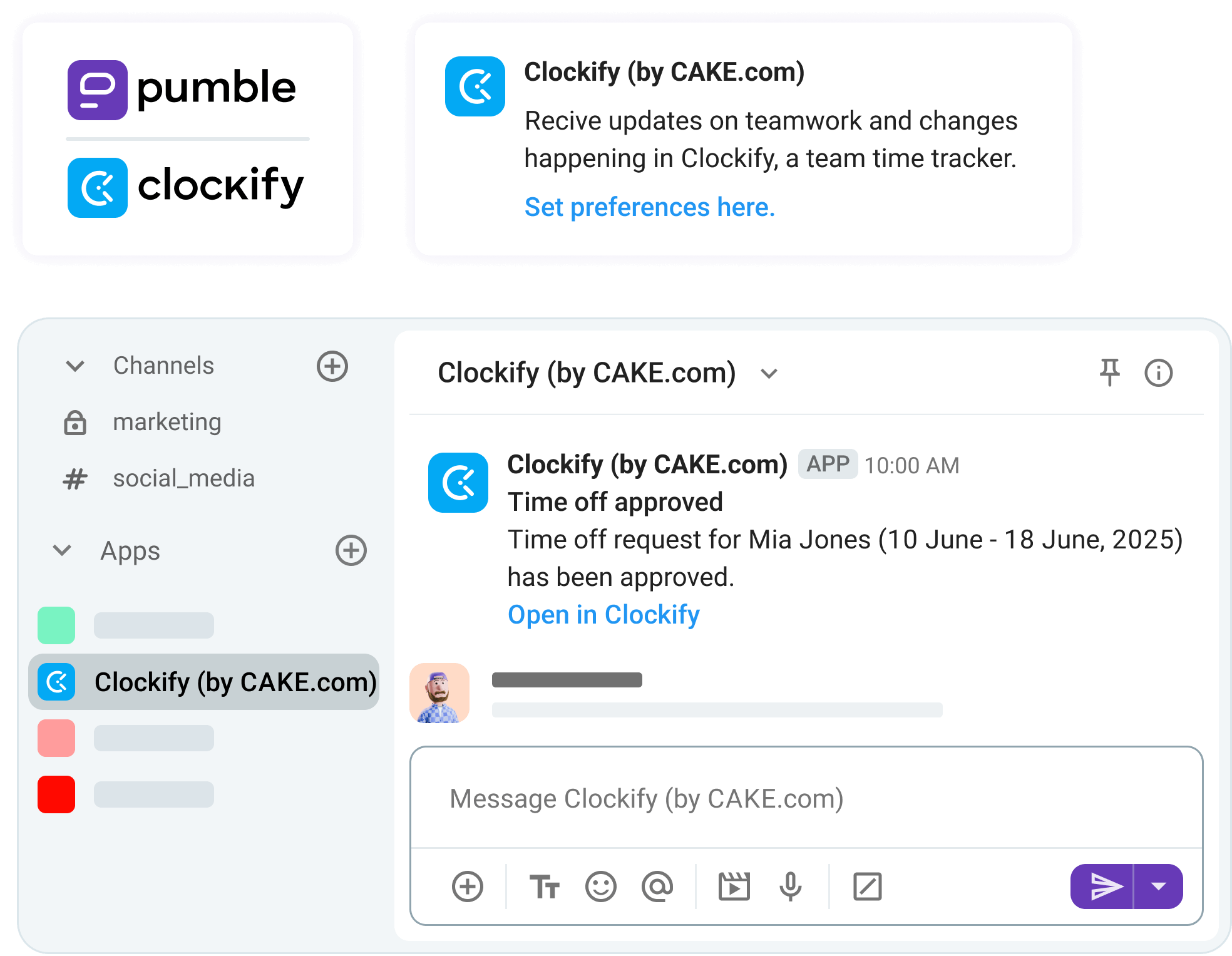 Clockify Integration - Connect Your Apps with Pumble