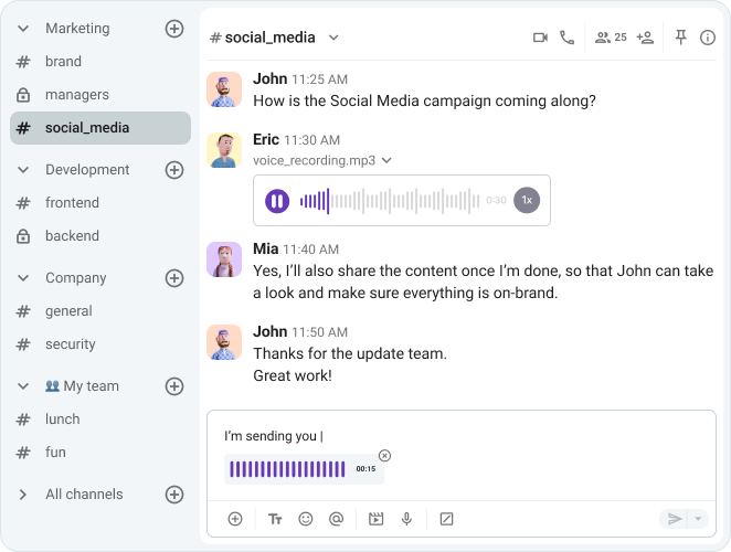 Voice Messages - Pumble™