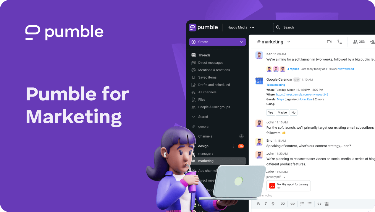 How Marketing teams use Pumble