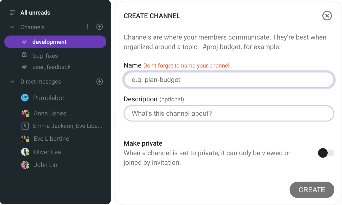 Chat app for Software Development - Pumble