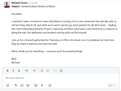 Employee Leaving Announcement: How to Write It + Examples & Tips