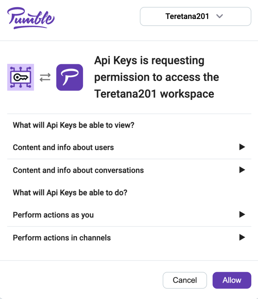 API Integration - Pumble Help