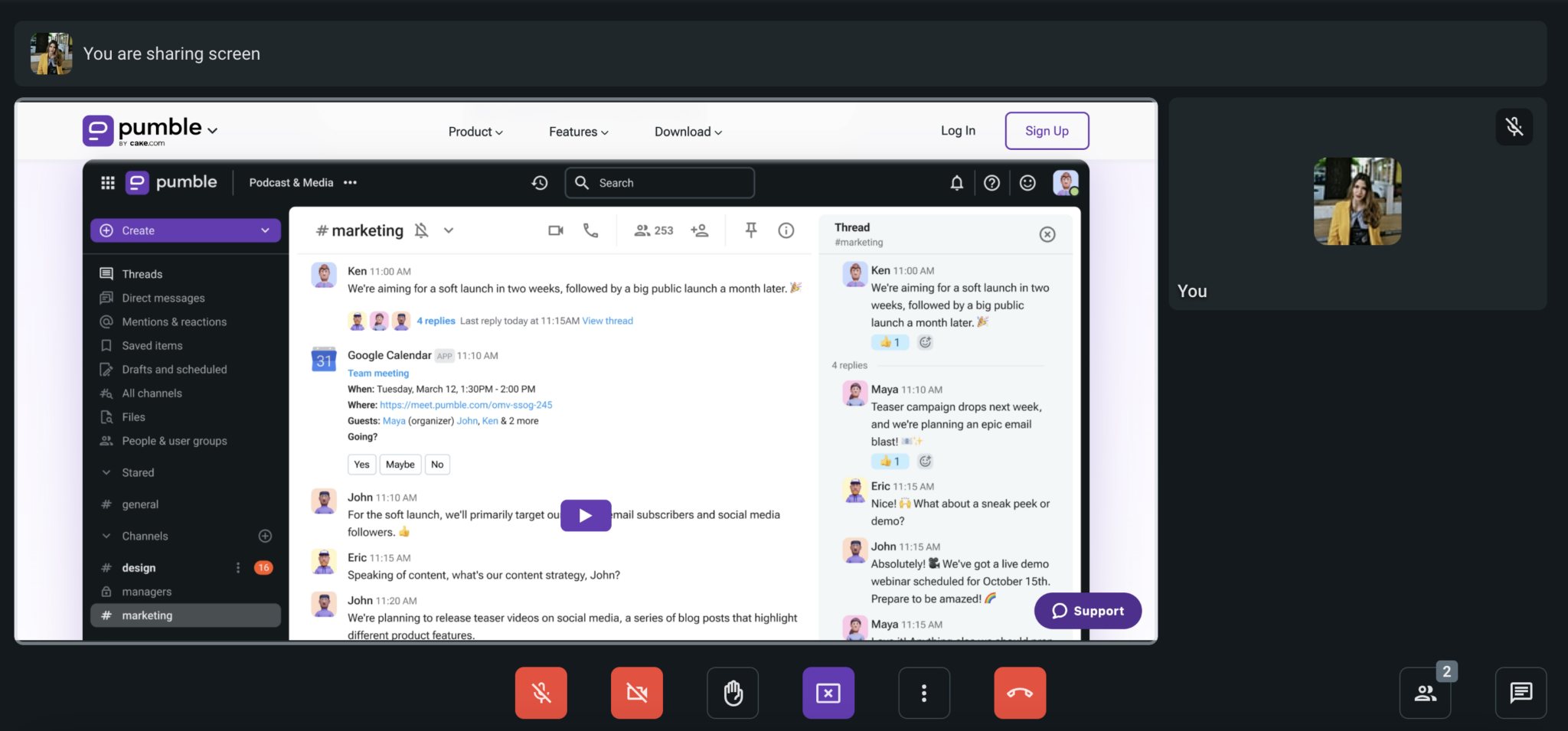 Call Tools and Features - Pumble Help