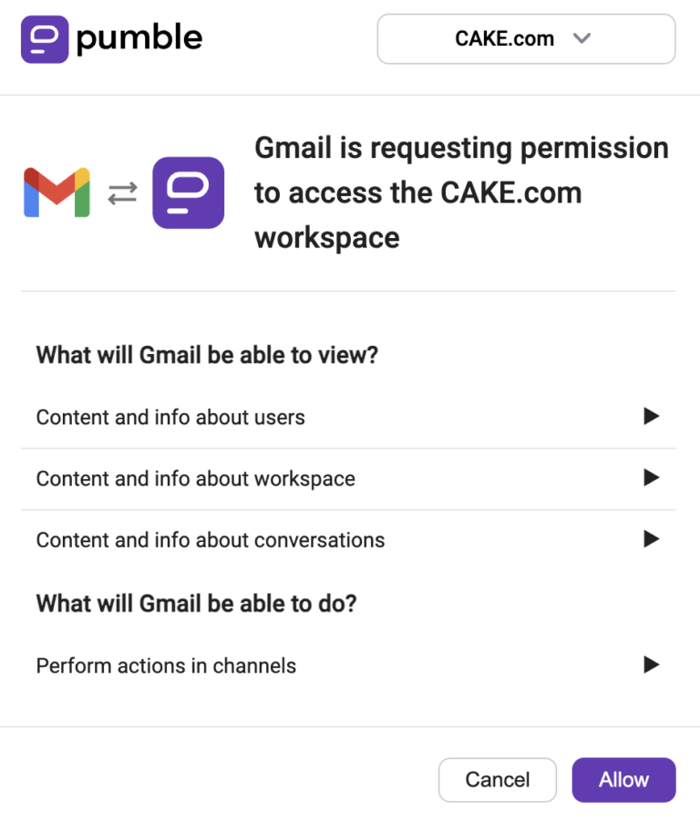 Gmail Integration - Pumble Help