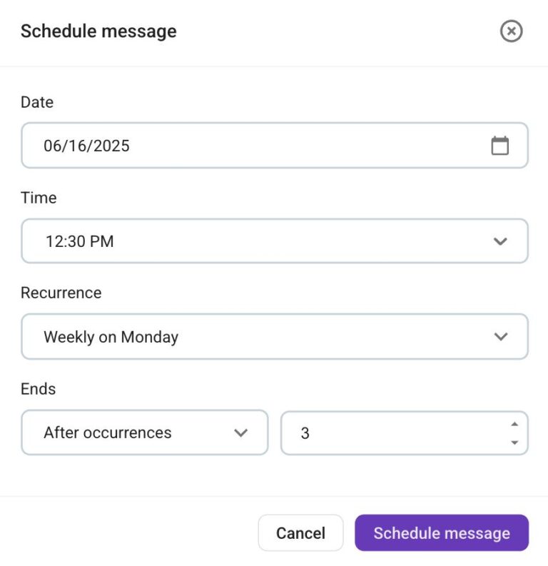 Set Recurring Messages - Pumble Help