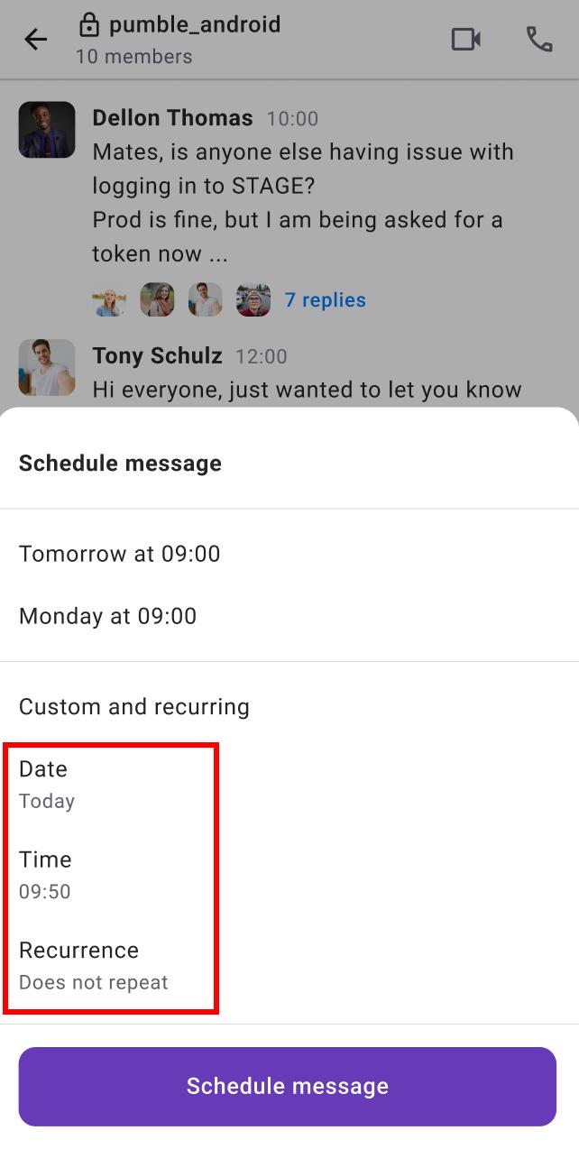 Set Recurring Messages - Pumble Help