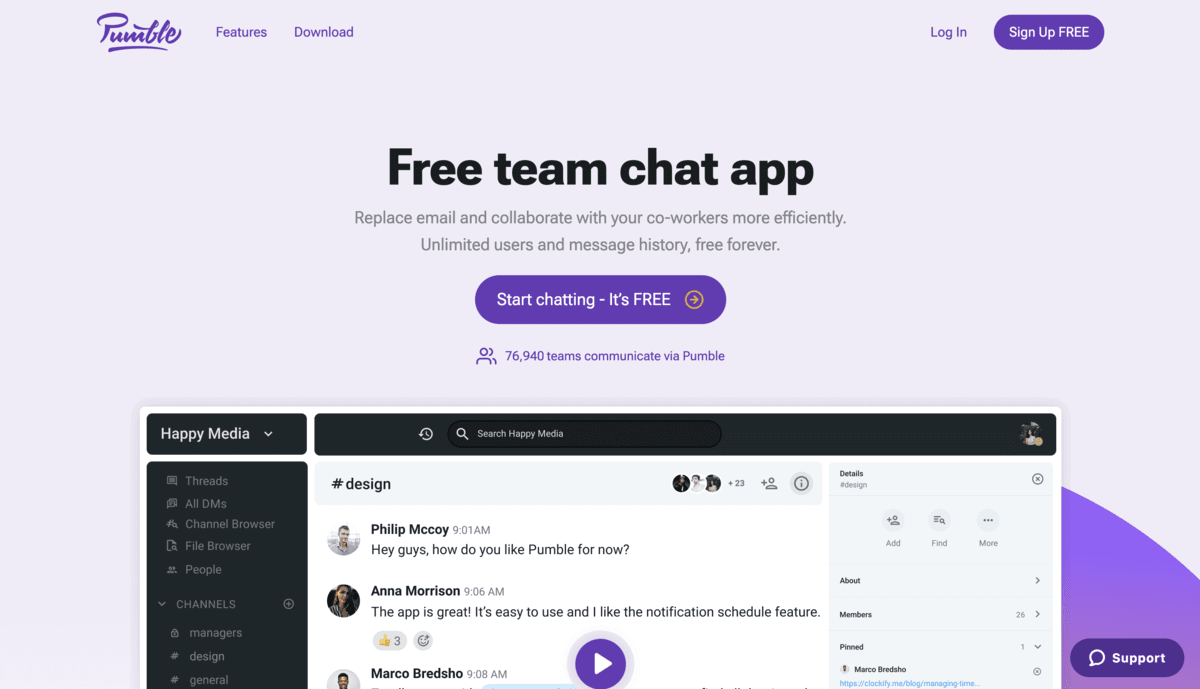 18 Best team communication tools for business - Pumble