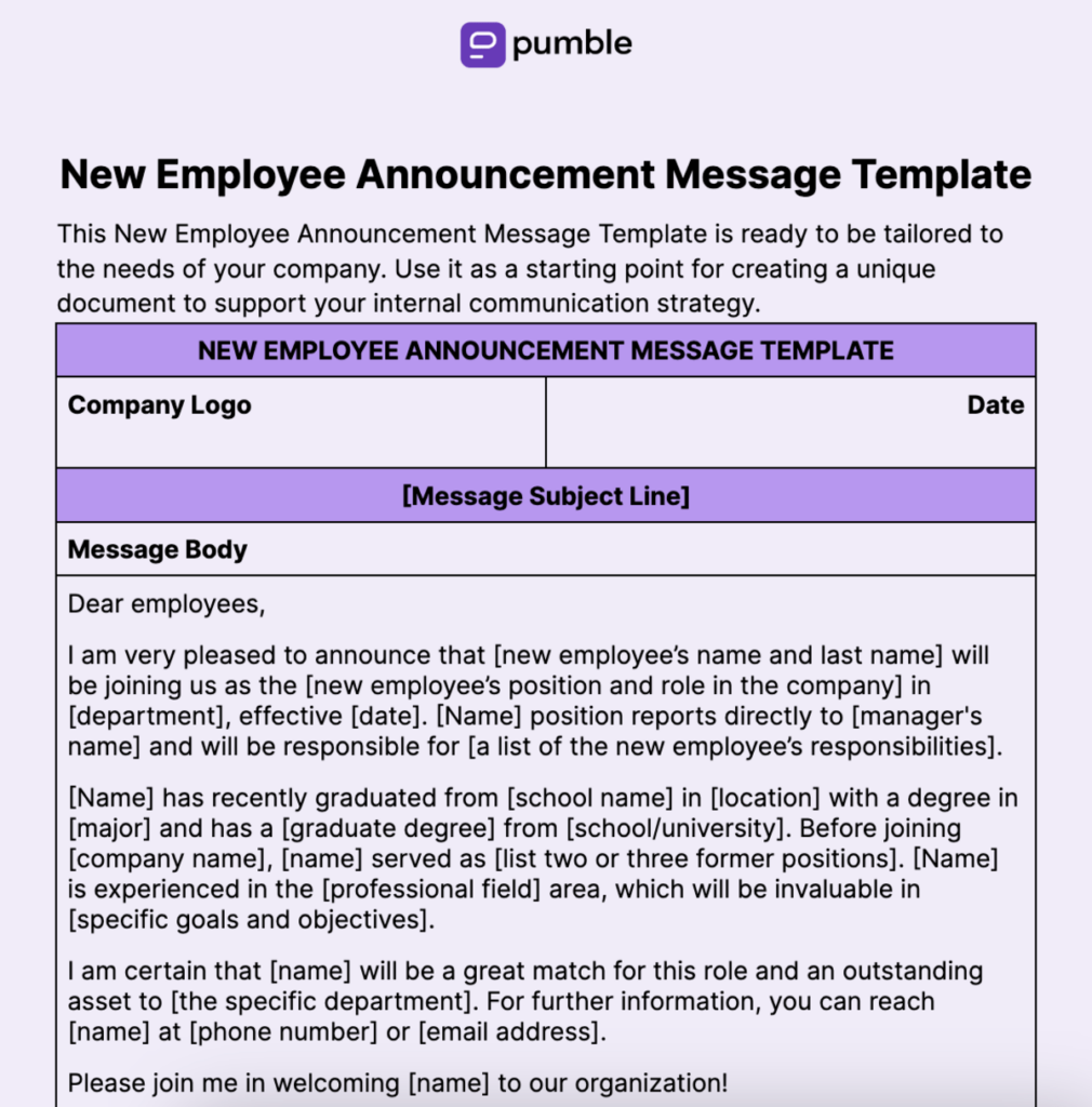 28 Internal Communication Message Templates and Worksheets