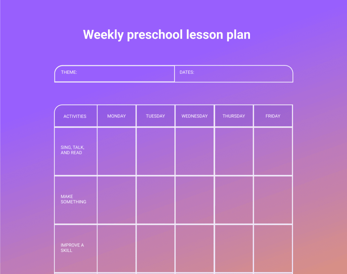 Preschool Daily Lesson Plans Preschool Daily Lesson Plans