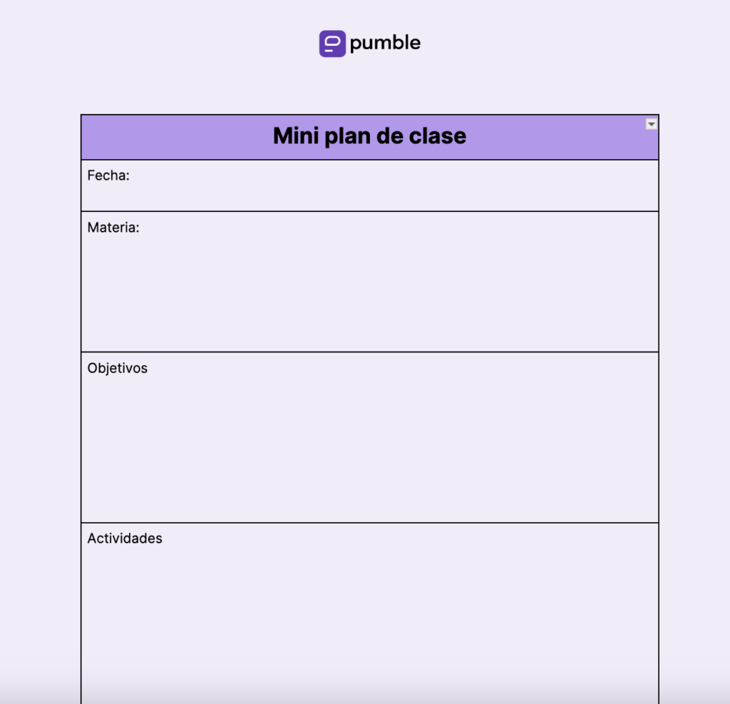 Plantillas de planes de clases para profesores